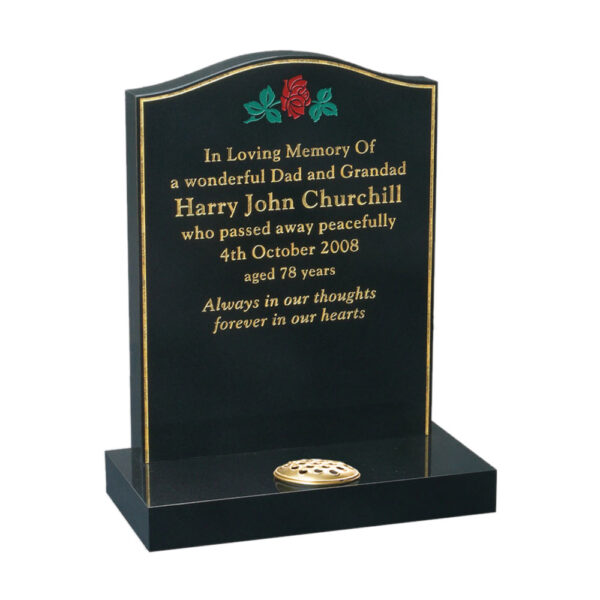 GHS18 - Ogee Headstone with Red Rose - Memorials of Distinction