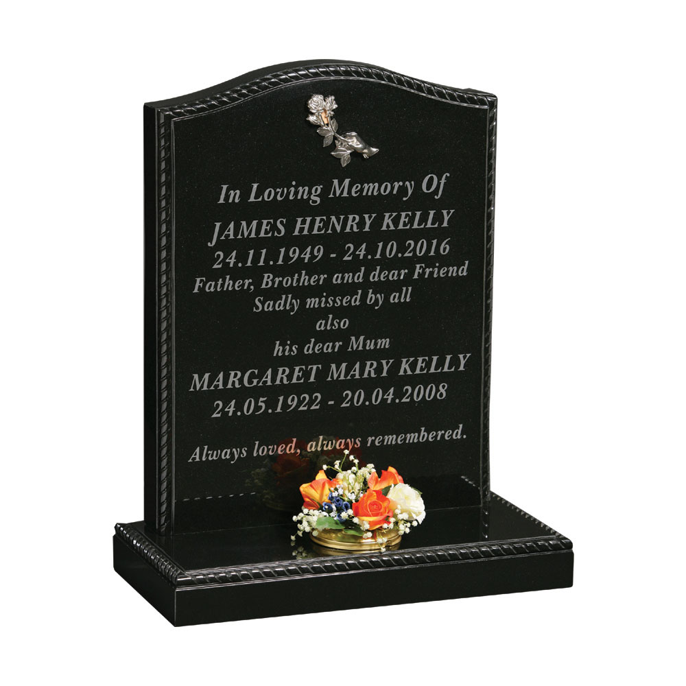 GHS84 - Rope Edge with Optional Rose Headstone - Memorials of Distinction
