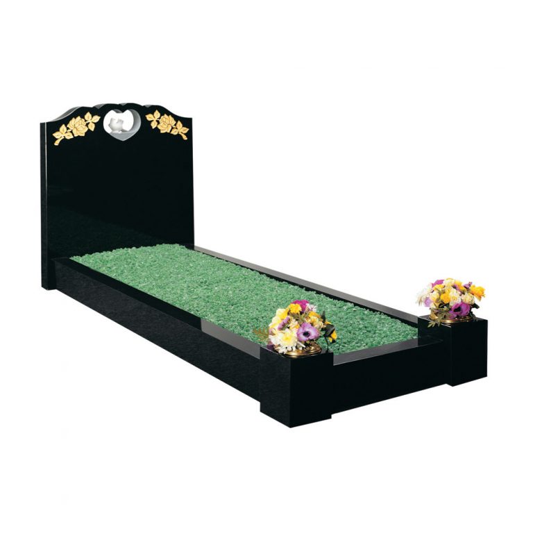 GF102 - Kerbed Memorial with Gold Roses - Memorials of Distinction