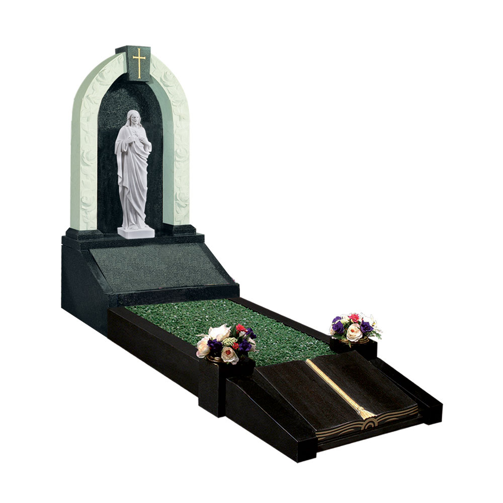 GF113A - Sacred Heart and Book Kerbed Memorial - Memorials of Distinction