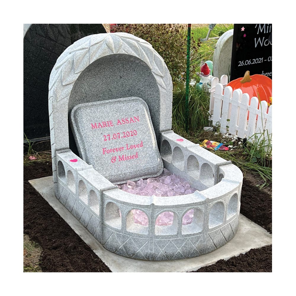 CH204 - Carved Baby's Crib Memorial - Memorials of Distinction