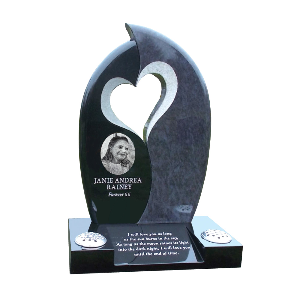 Two Tone Headstone with Heart - Memorials of Distinction