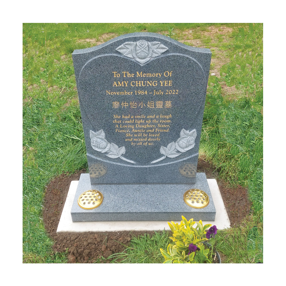 Carved Rose and Heart Headstone - Memorials of Distinction