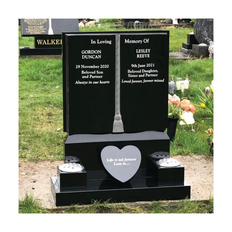 Gilded Book Headstone - Memorials of Distinction