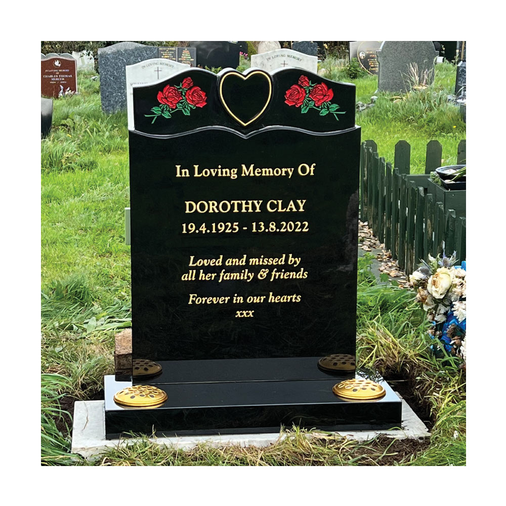 GHS78 - Red and Green Rose Headstone - Memorials of Distinction
